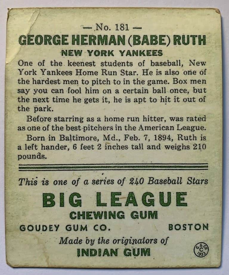 How To Spot A Fake 1933 Goudey Ruth Or Gehrig Card - All Vintage Cards